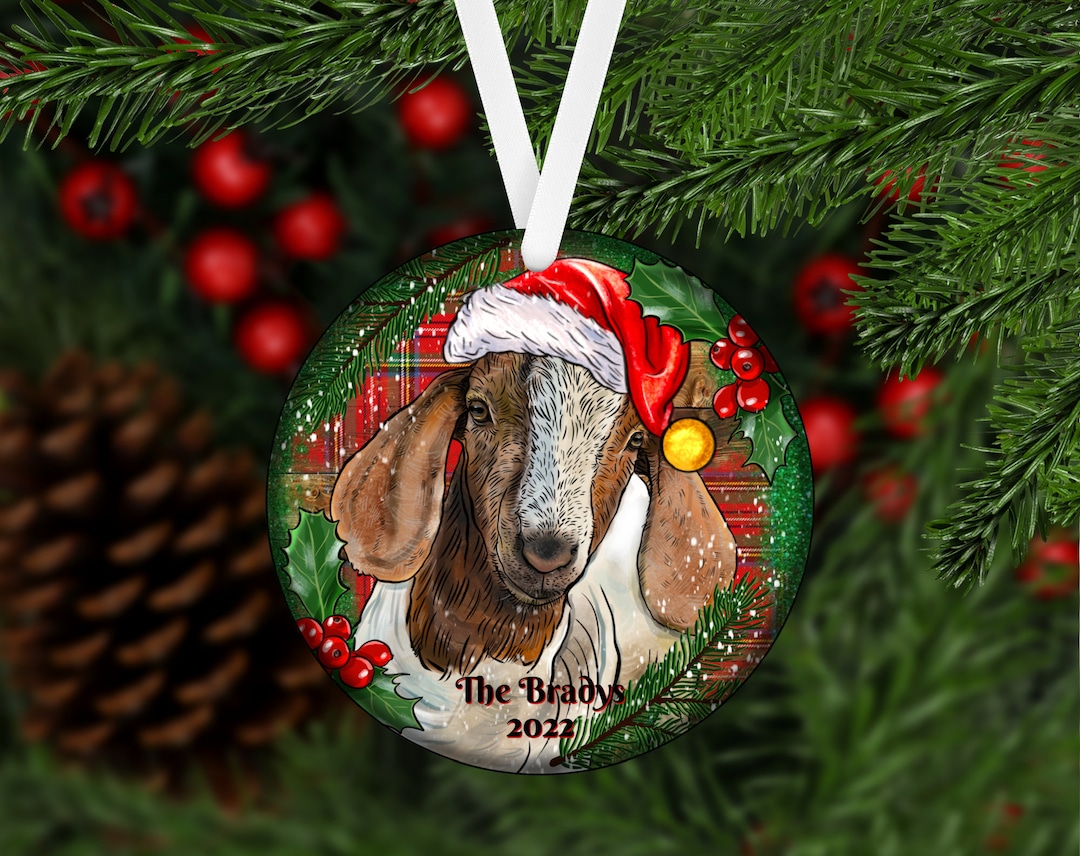 Christmas Boer Goat Personalized Ornament, 2-dimensional Flat, Custom ...
