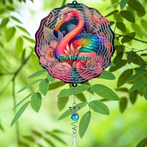 Flamingo Swirly Metal Wind Spinner Personalized, Yard Decoration ...