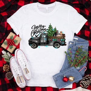 Merry Christmas Truck Sublimation Transfer, Ready to Press, Tree, Gifts ...