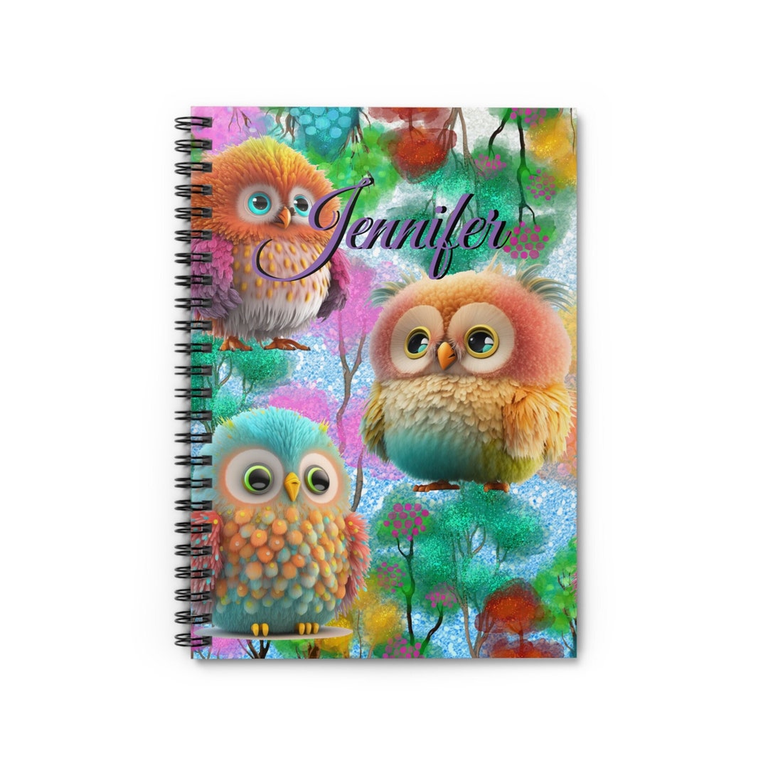 Personalized Owl Spiral Notebook - Colorful Owls Journal - Gift for ...