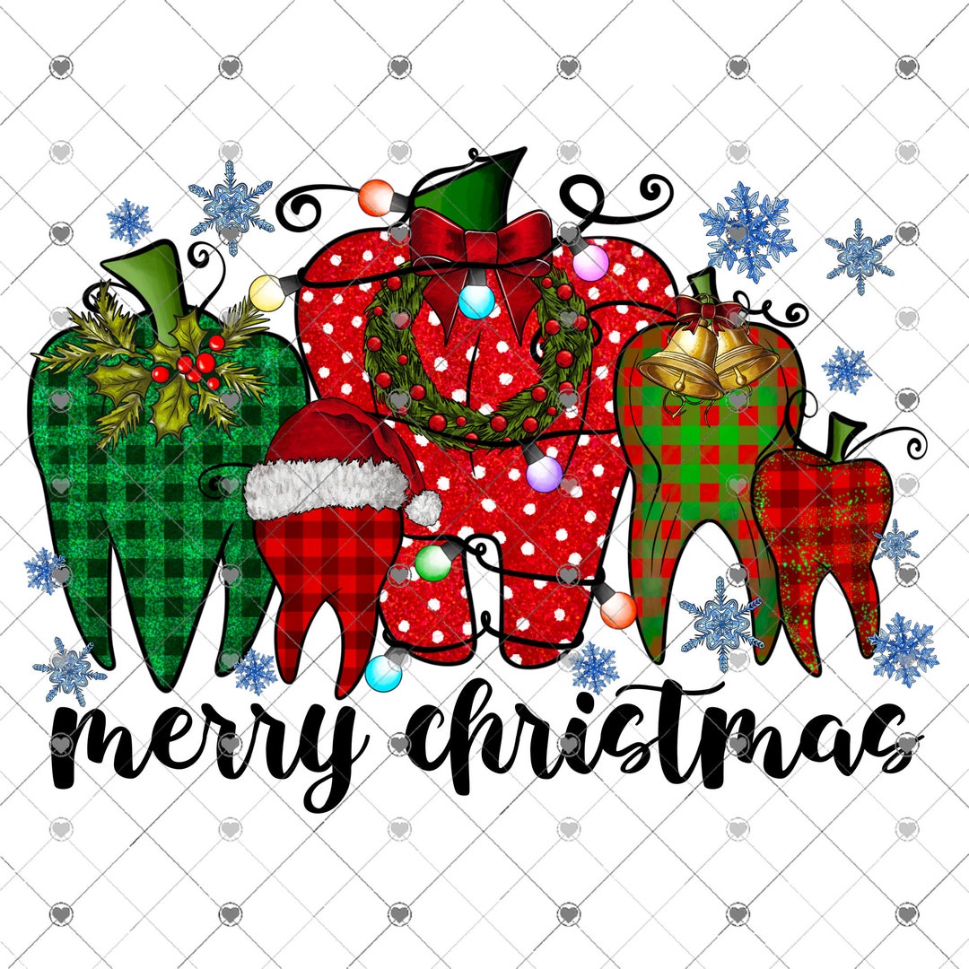 Merry Christmas Tooth Sublimation Transfer, Ready to Press, Dental ...
