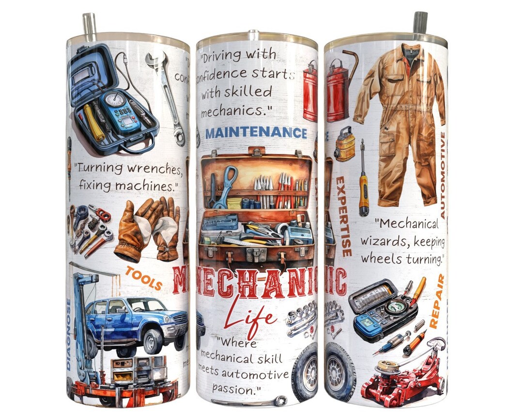 Mechanic Tumbler Wrap Sublimation Transfer - Ready to Press - 20 Oz ...
