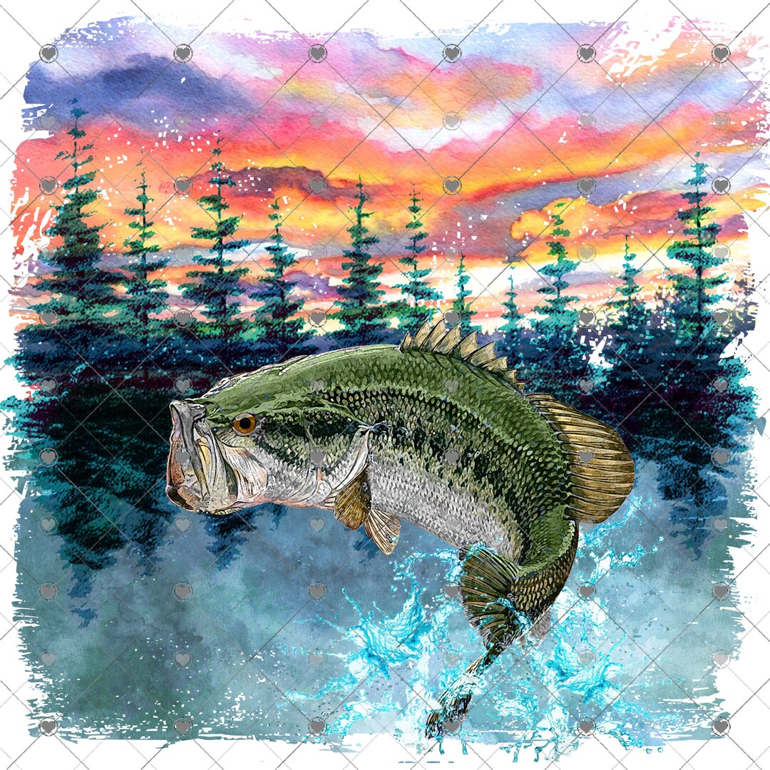 Bass Fish Sublimation Transfer - Ready to Press, Fishing Shirt Transfer ...