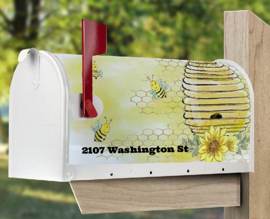 Mailbox Cover With Magnetic Strip - Personalized Bee Beehive Mailbox ...