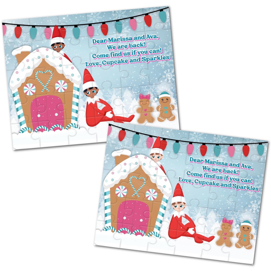 Christmas Elf Return Personalized Puzzle, Gingerbread House Elves ...