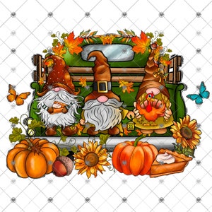Thanksgiving Fall Gnome Truck Sublimation Transfer, Ready to Press ...