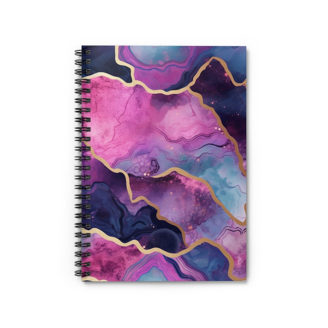 Marble Pink Purple Spiral Notebook Ruled Lines Journal Notebook ...