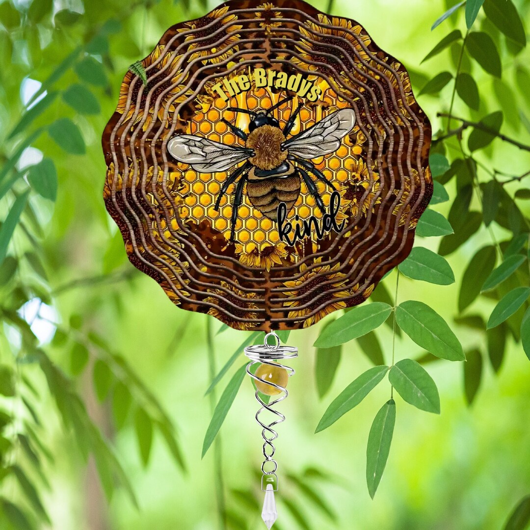 Sunflower Bee Kind Swirly Metal Wind Spinner Personalized, Yard ...