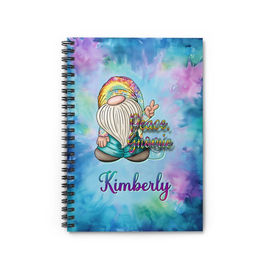 Tie Dye Peace Gnomie Personalized Spiral Notebook - Custom Tie Dye ...