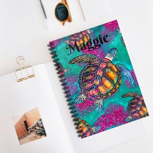 Personalized Sea Turtle Spiral Notebook Ruled Lines Journal Notebook ...