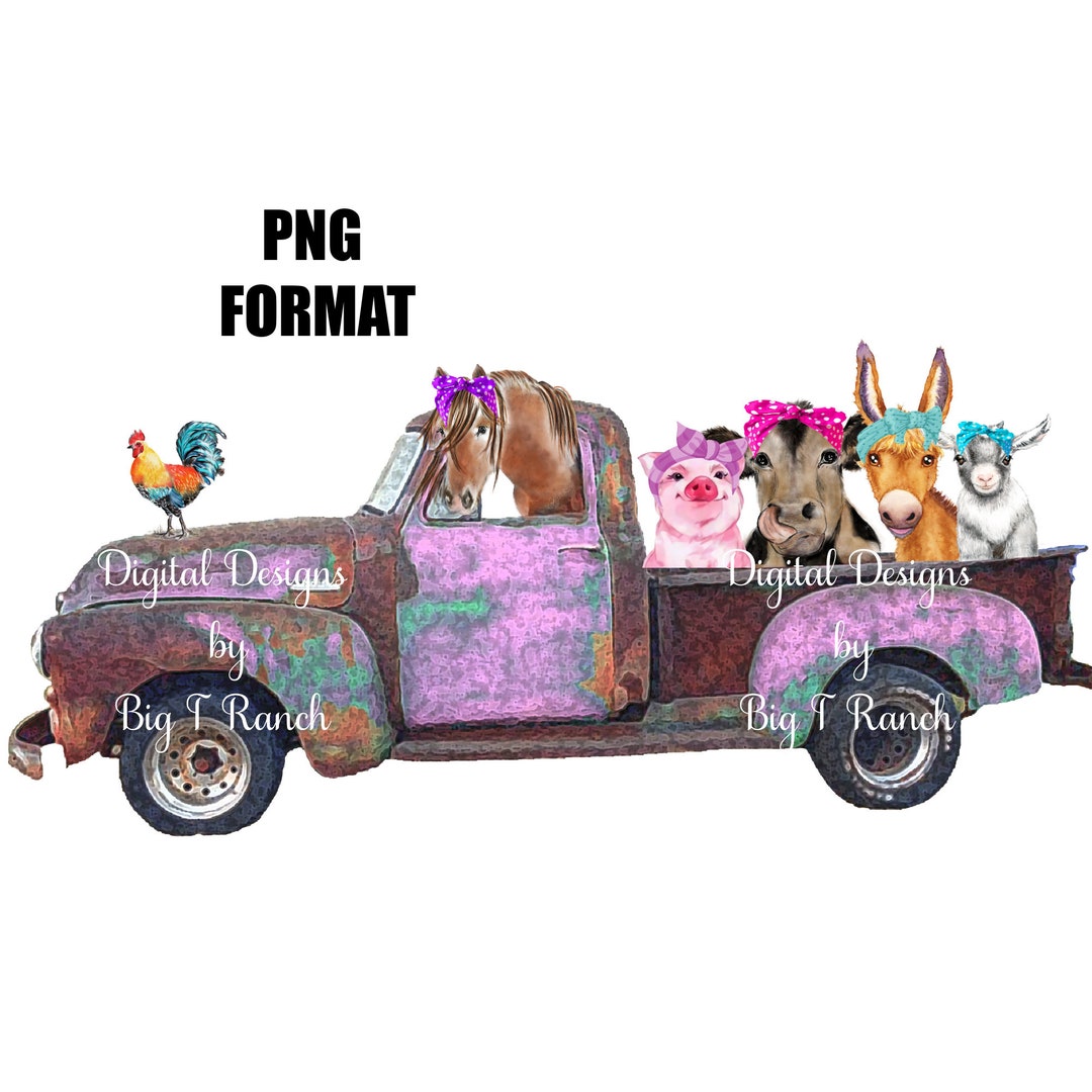 Farm Animals Truck Digital Design for Sublimation, PNG Instant Download ...