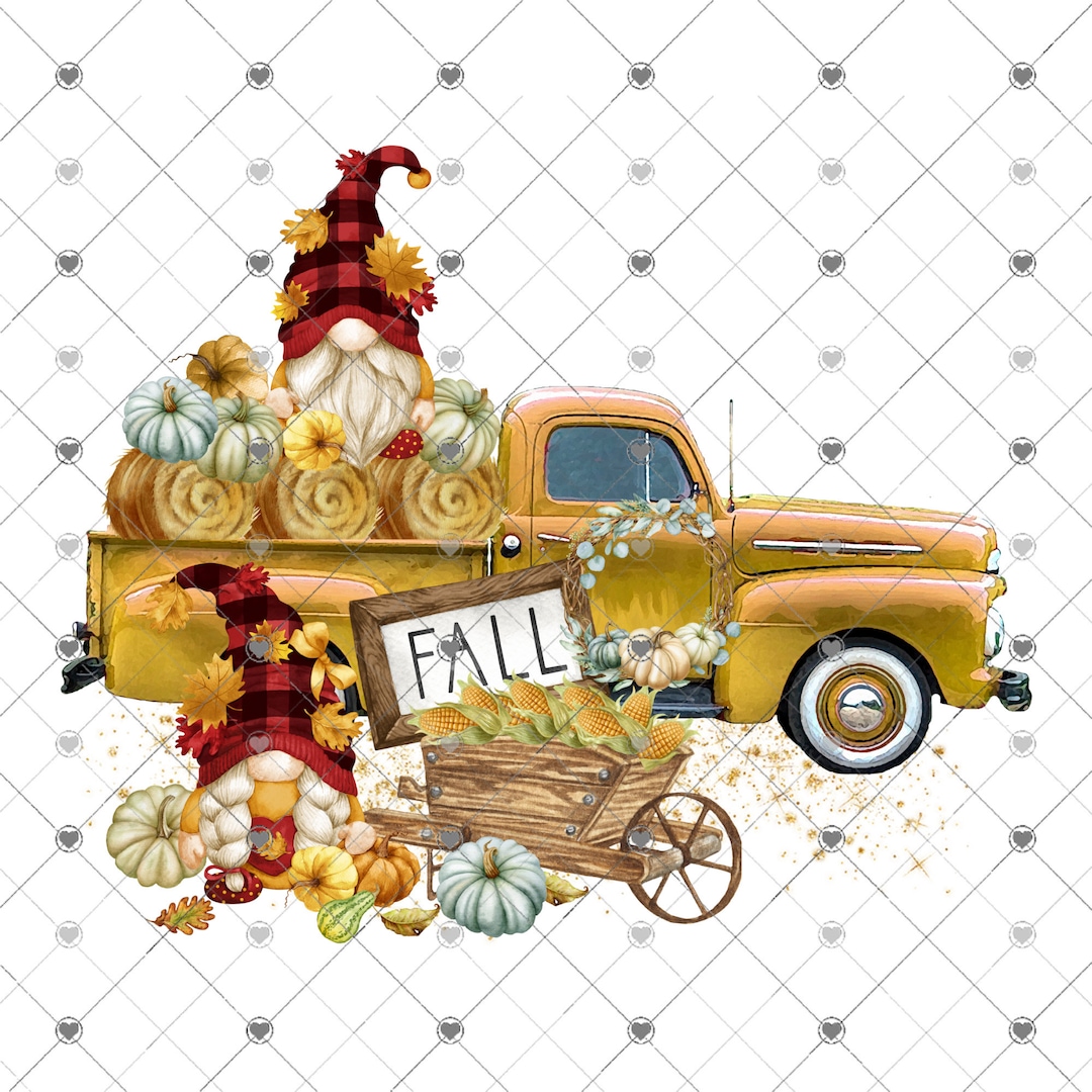 Fall Truck Gnomes Sublimation Transfer, Ready to Press, Autumn ...