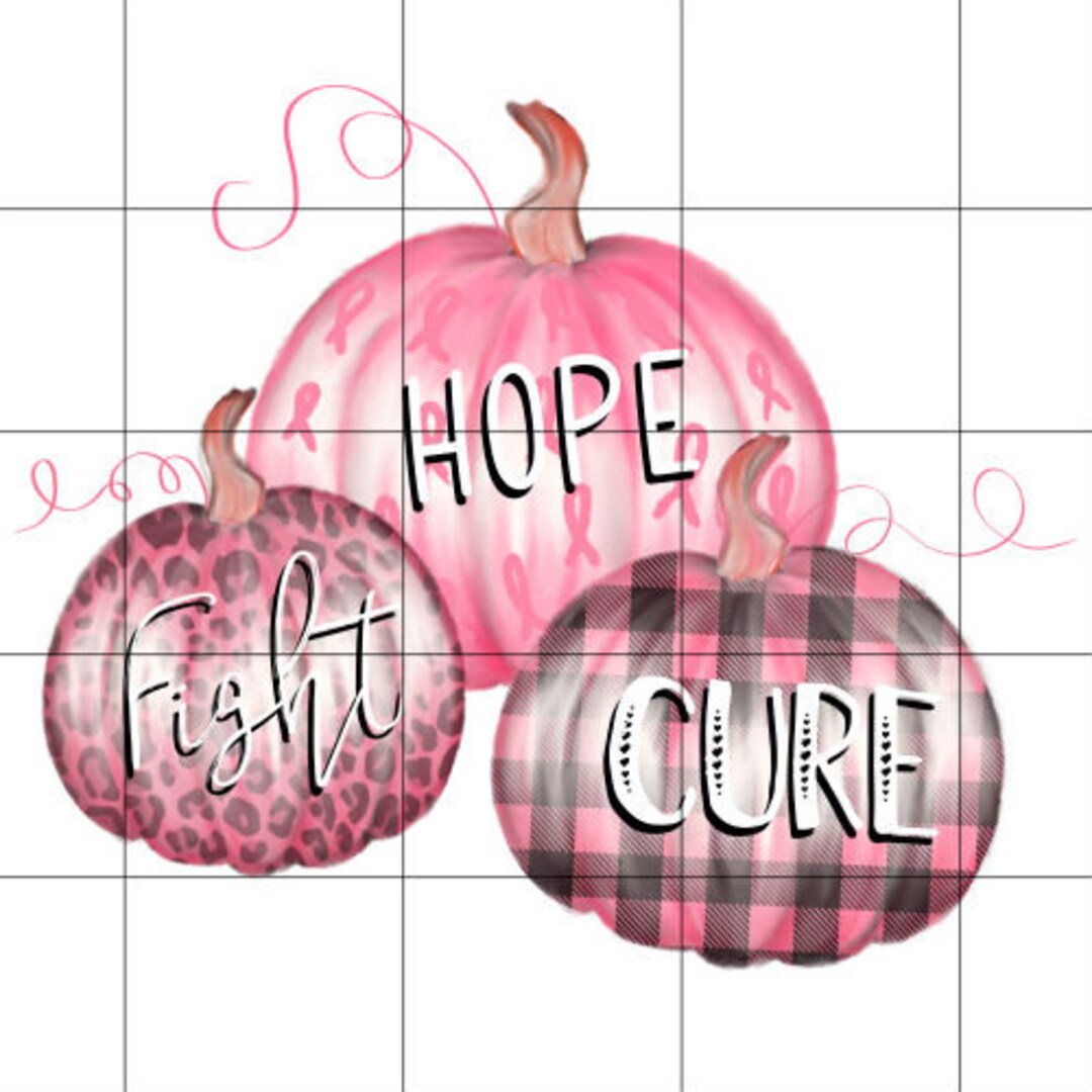 Breast Cancer Awareness Sublimation Transfer, Pink Pumpkins, Hope ...