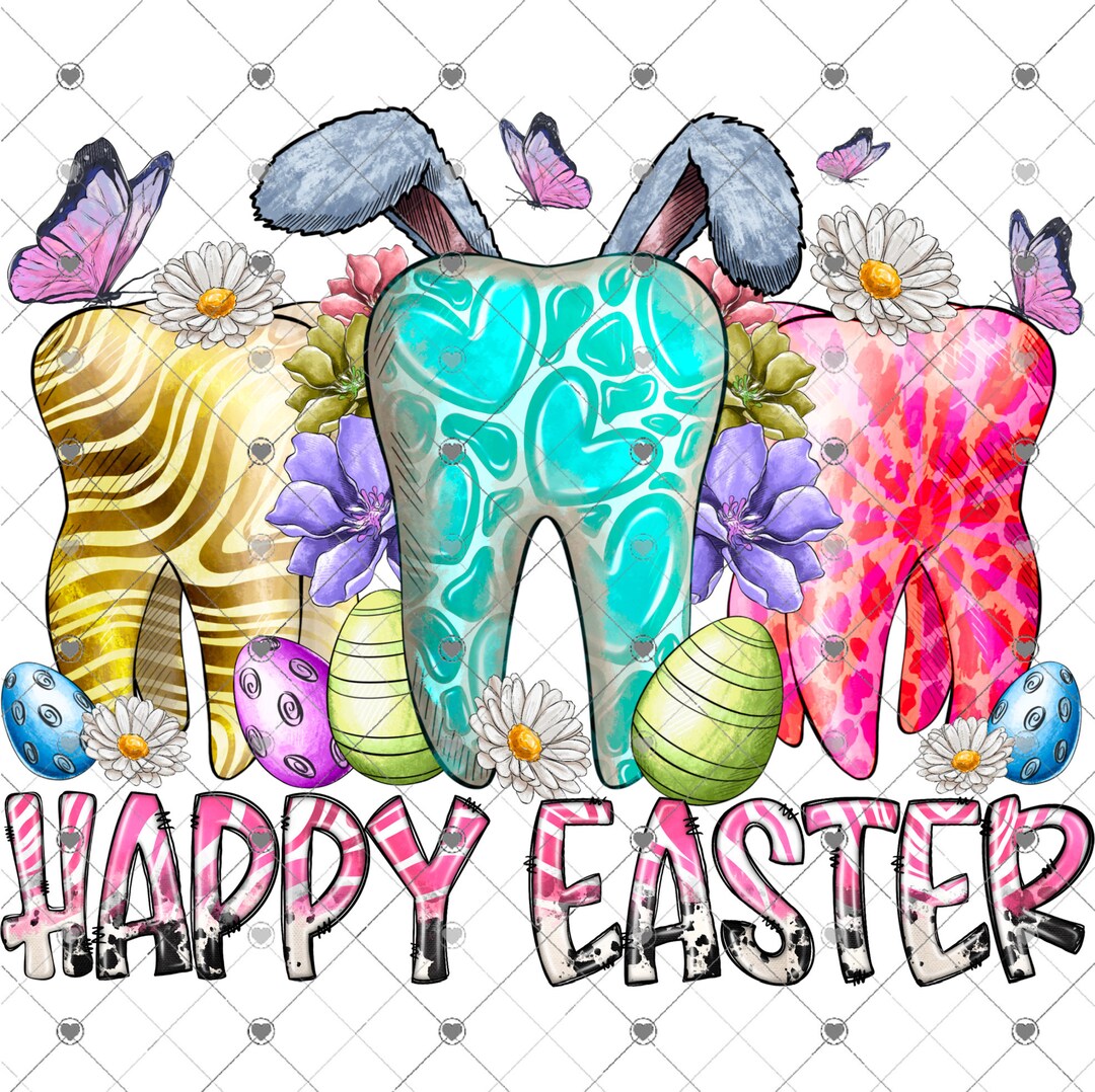 Easter Tooth Dental Ready to Press Sublimation Transfer, Ready to Use ...
