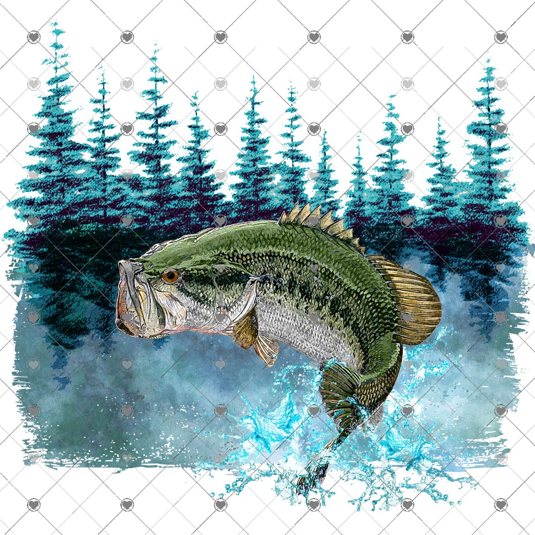 Bass Fish Sublimation Transfer - Ready to Press, Fishing Shirt Transfer ...