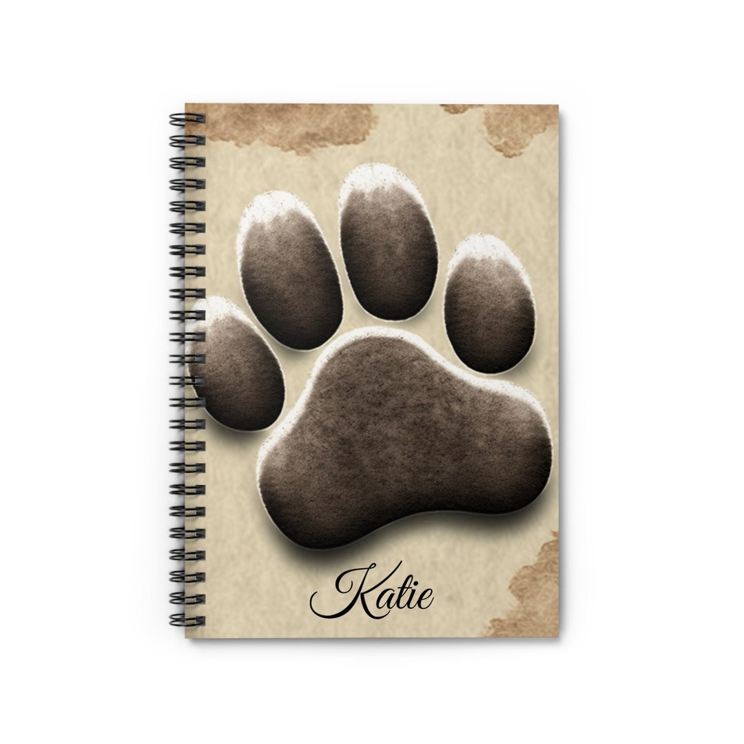 Personalized Dog Paw Print Spiral Notebook - Dog Mom Journal ...