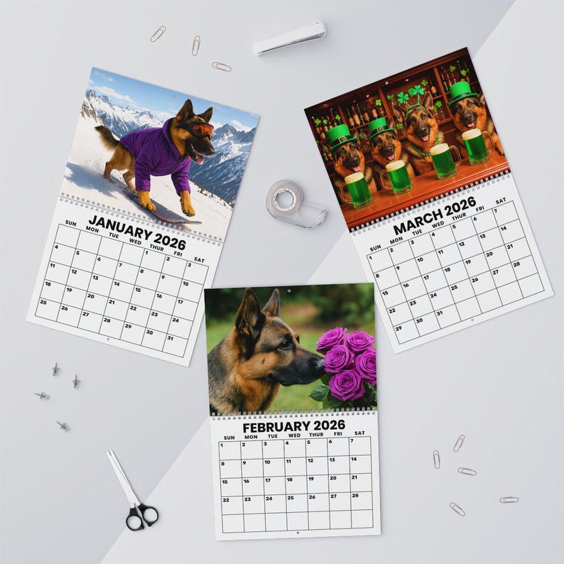 German Shepherd Dog Calendar 2026 Featuring 12 Different German ...