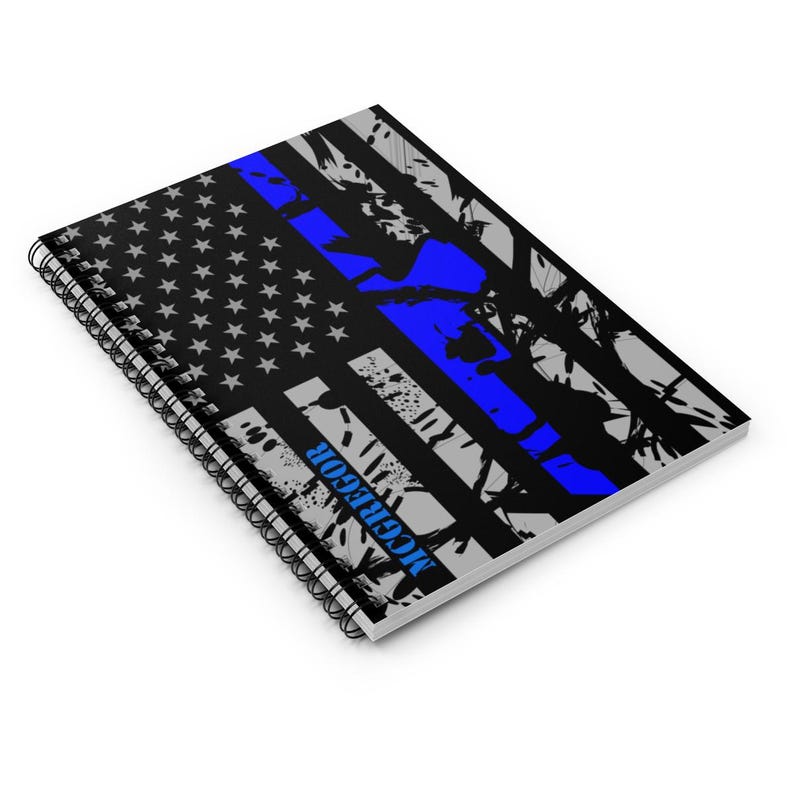 Thin Blue Line Police Personalized Spiral Notebook, First Responder ...