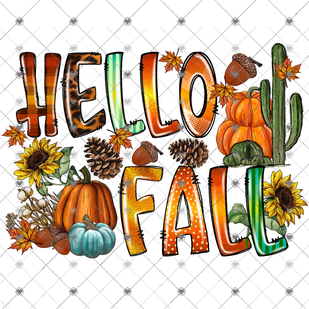 Hello Fall Pumpkin Cactus Sublimation Transfer, Ready to Press ...