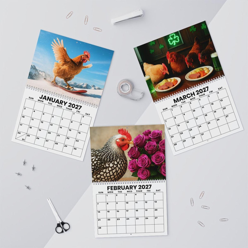 Funny Chickens Calendar 2027 Featuring 12 Different Images, Version 1 ...