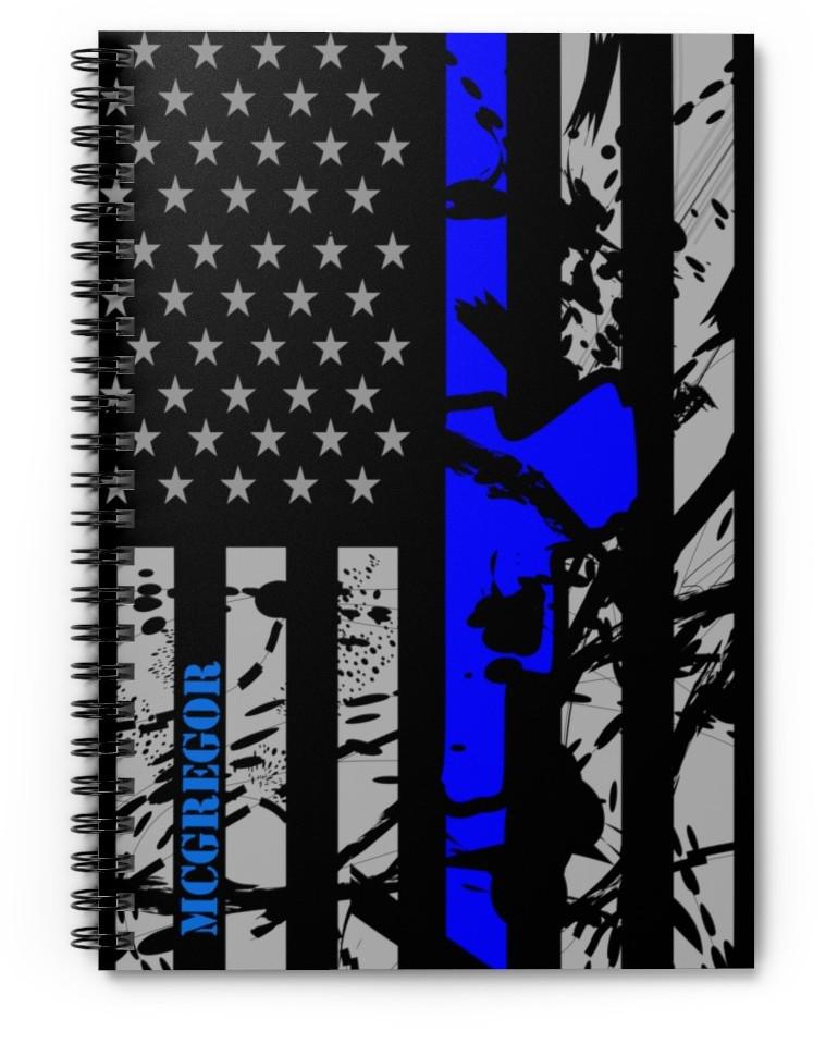 Thin Blue Line Police Personalized Spiral Notebook, First Responder ...