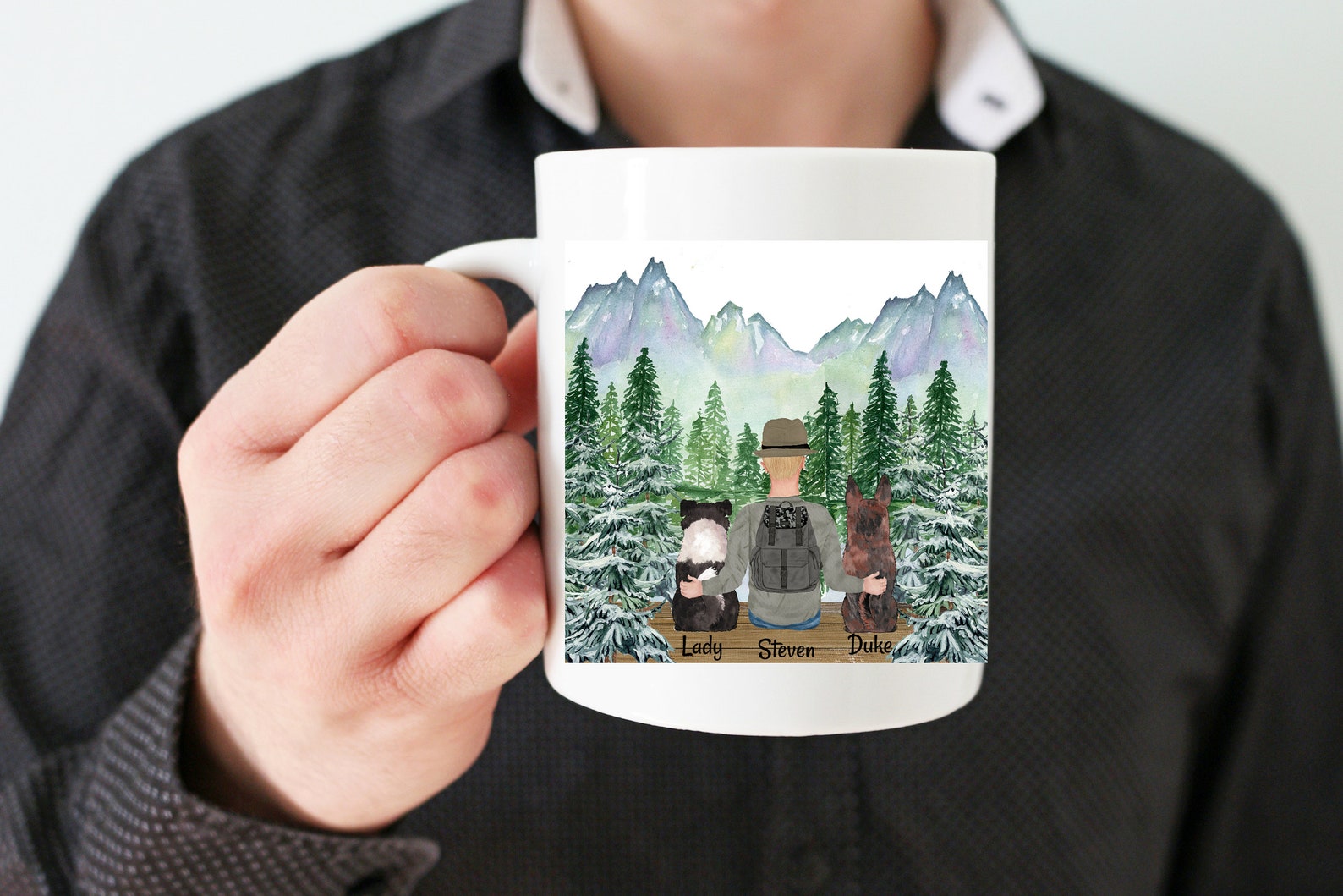 Personalized Dog and Man Mug, Dog Lover Gift, Dog Coffee Mug, Dog Owner ...
