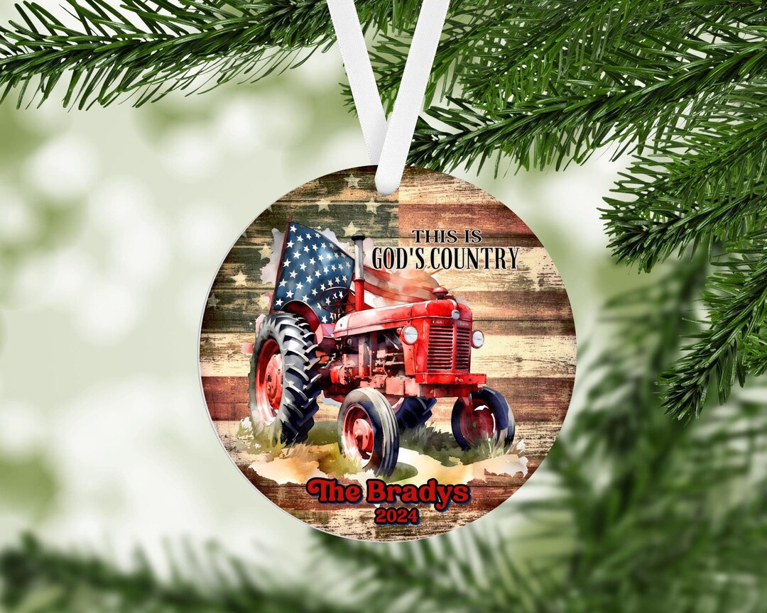 Red Tractor God's Country Personalized Christmas Ornament, 2 ...
