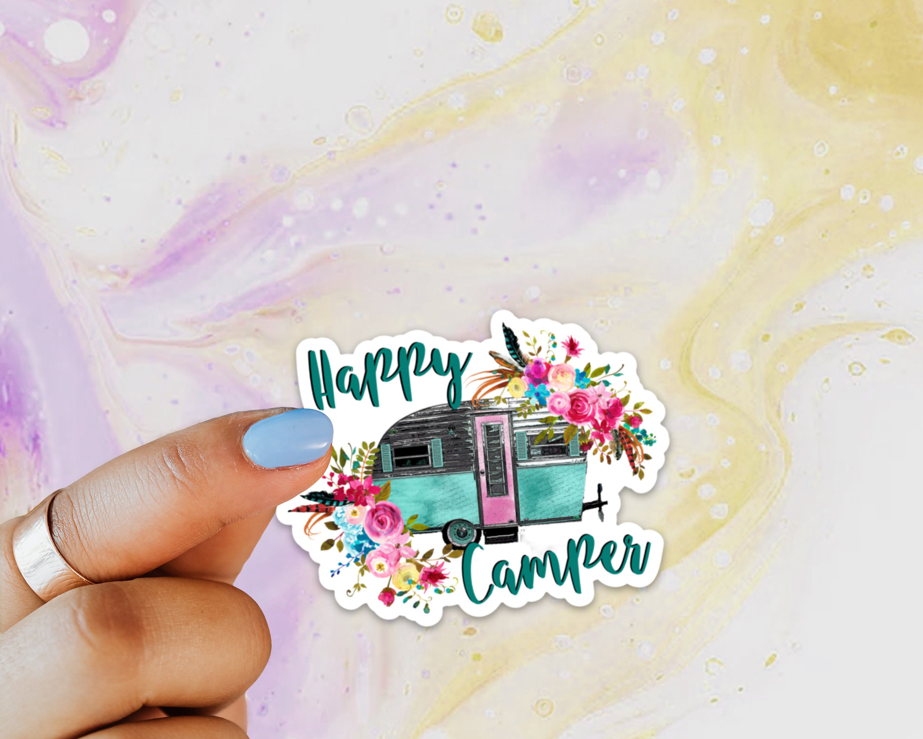 Happy Camper Sticker Laptop Sticker Water Bottle Sticker | Etsy