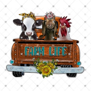 Farm Life Sublimation Transfer, Vintage Truck Sublimation , Cow ...