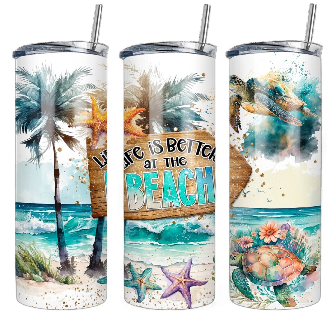 Life is Better at the Beach Tumbler Wrap Sublimation Transfer, Palm ...