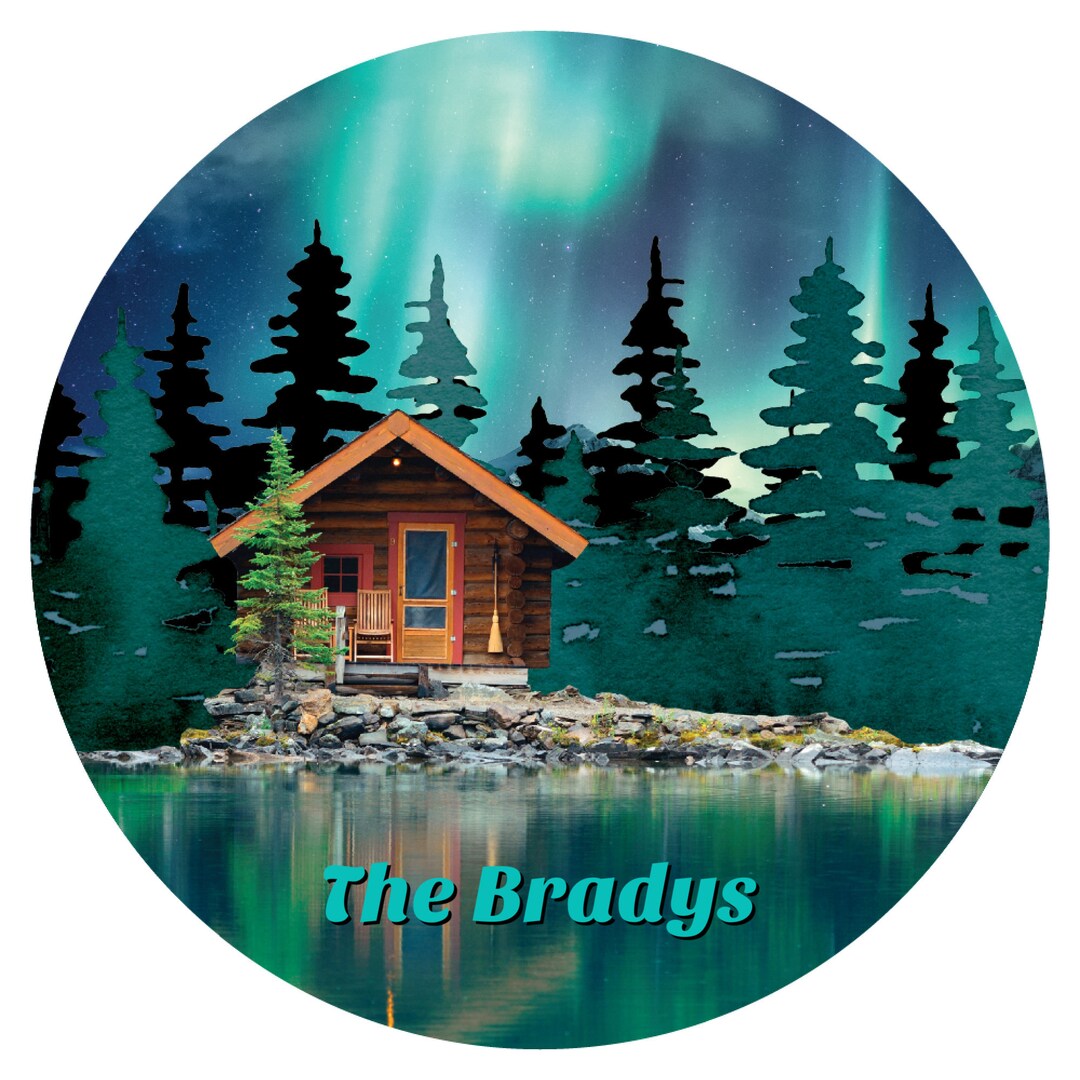 Northern Lights Cabin Wreath Center Sign Personalized, Metal Wreath ...