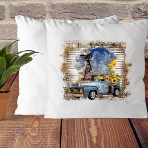 Windmill Vintage Truck Sunflowers Sublimation Transfer, Farm ...