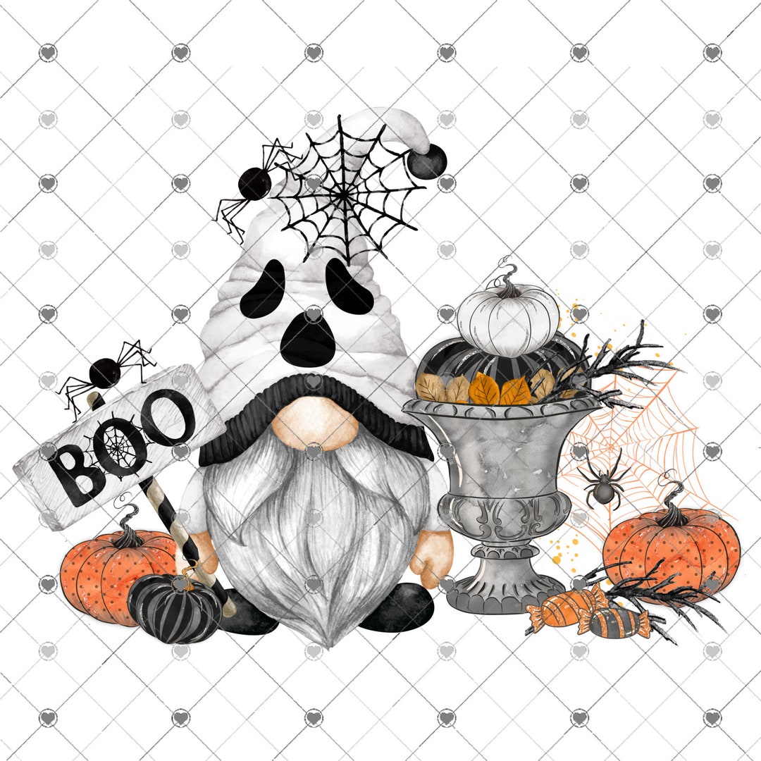 Halloween Gnome Boo Sublimation Transfer, Ready to Press, Spiderweb ...
