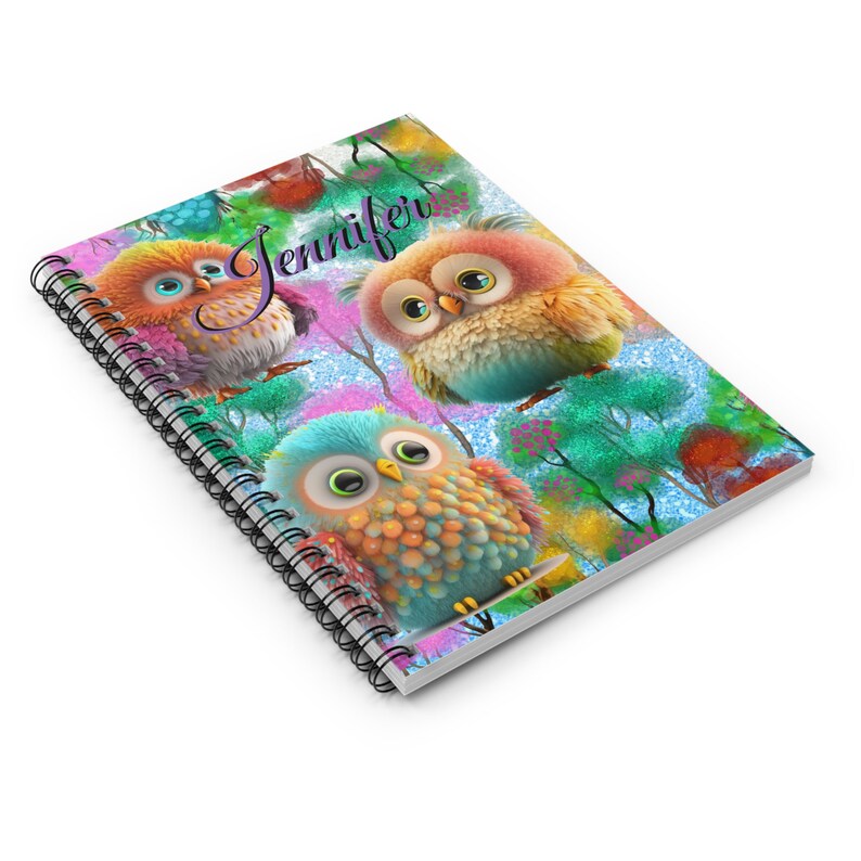 Personalized Owl Spiral Notebook - Colorful Owls Journal - Gift for ...