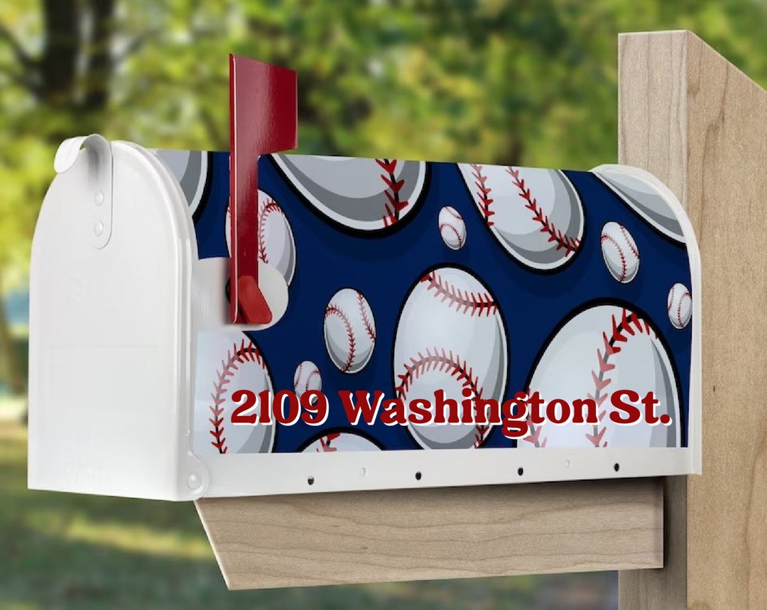 Baseball Mailbox Cover W/ Magnetic Strip, Personalized Mailbox, Sports ...