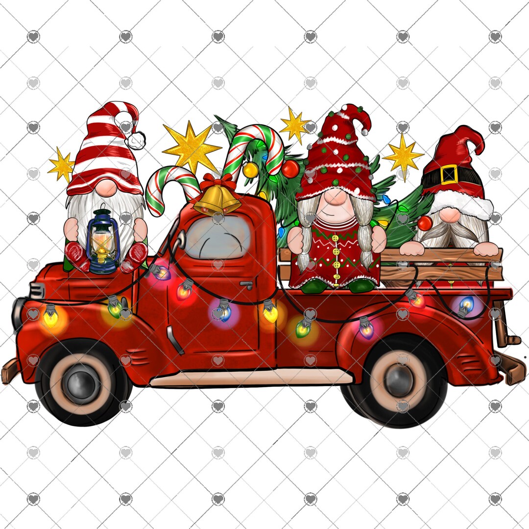 Christmas Gnome Truck Sublimation Transfer, Ready to Press, Christmas ...