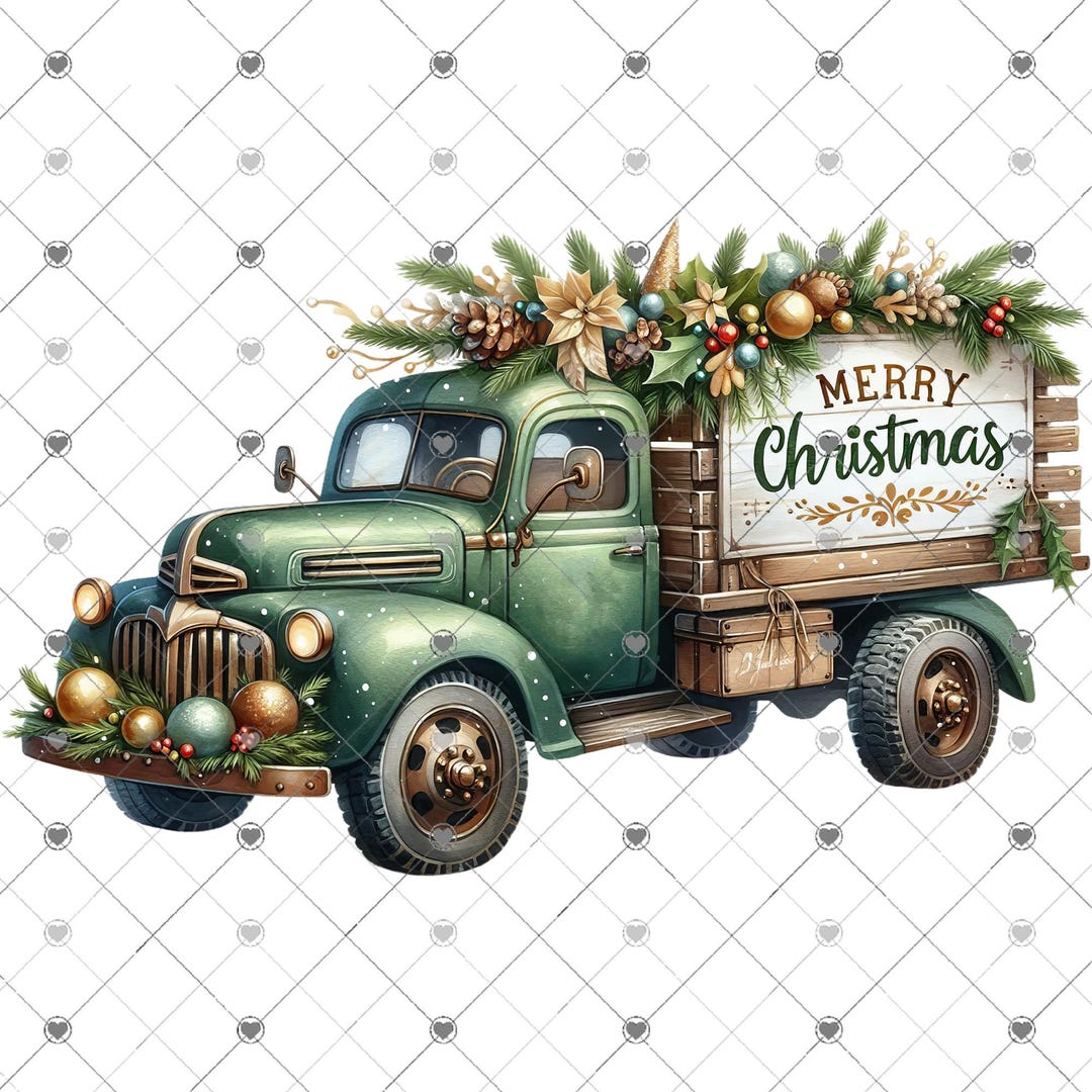 Christmas Truck Sublimation Transfer, Ready to Press, Vintage Truck ...