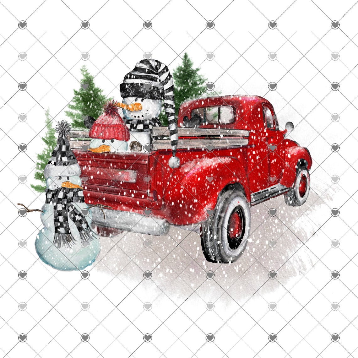Snowman Truck Christmas Sublimation Transfer, Printed Sub Transfer ...