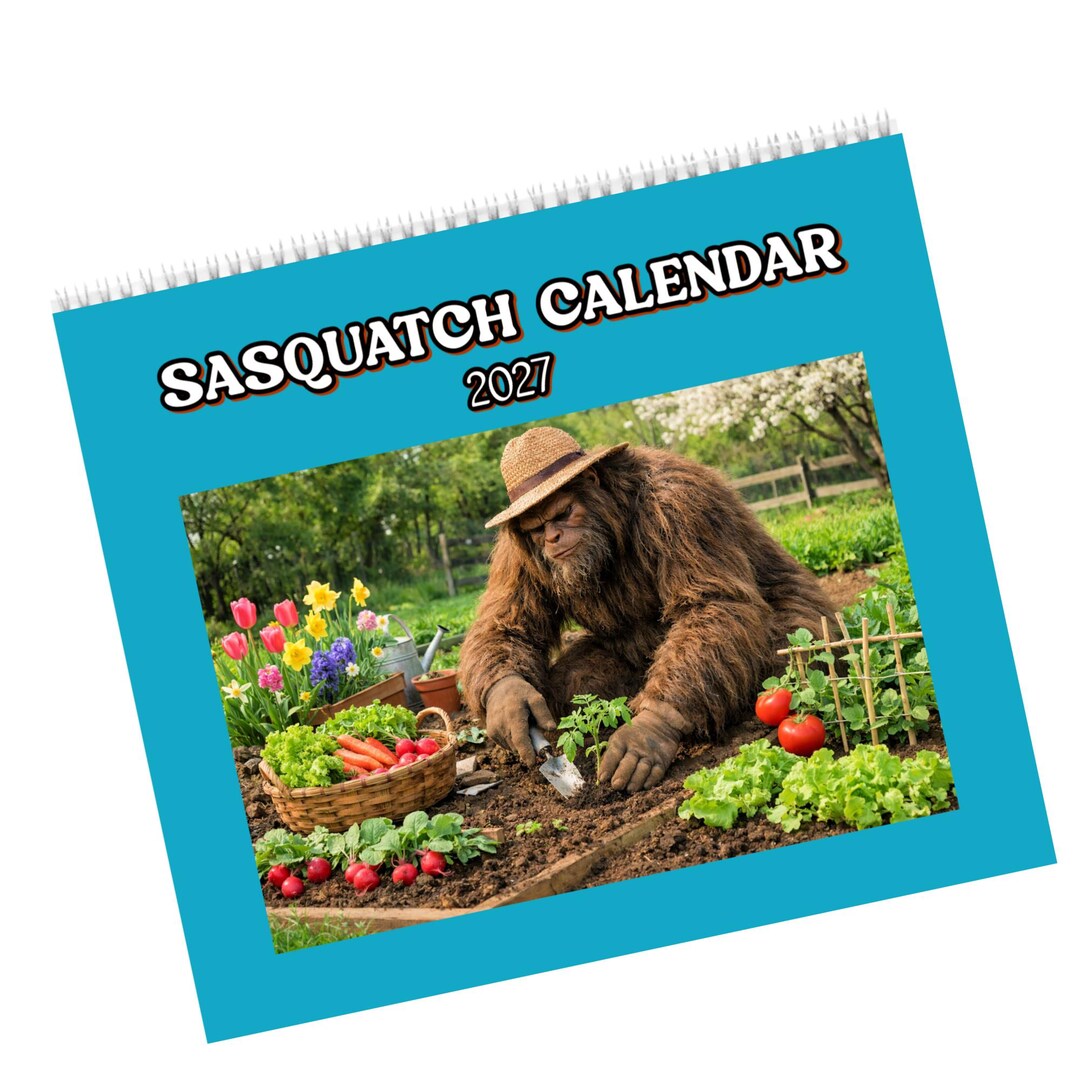 Sasquatch Bigfoot 2027 Wall Calendar - Funny Gift, Cryptid, White ...