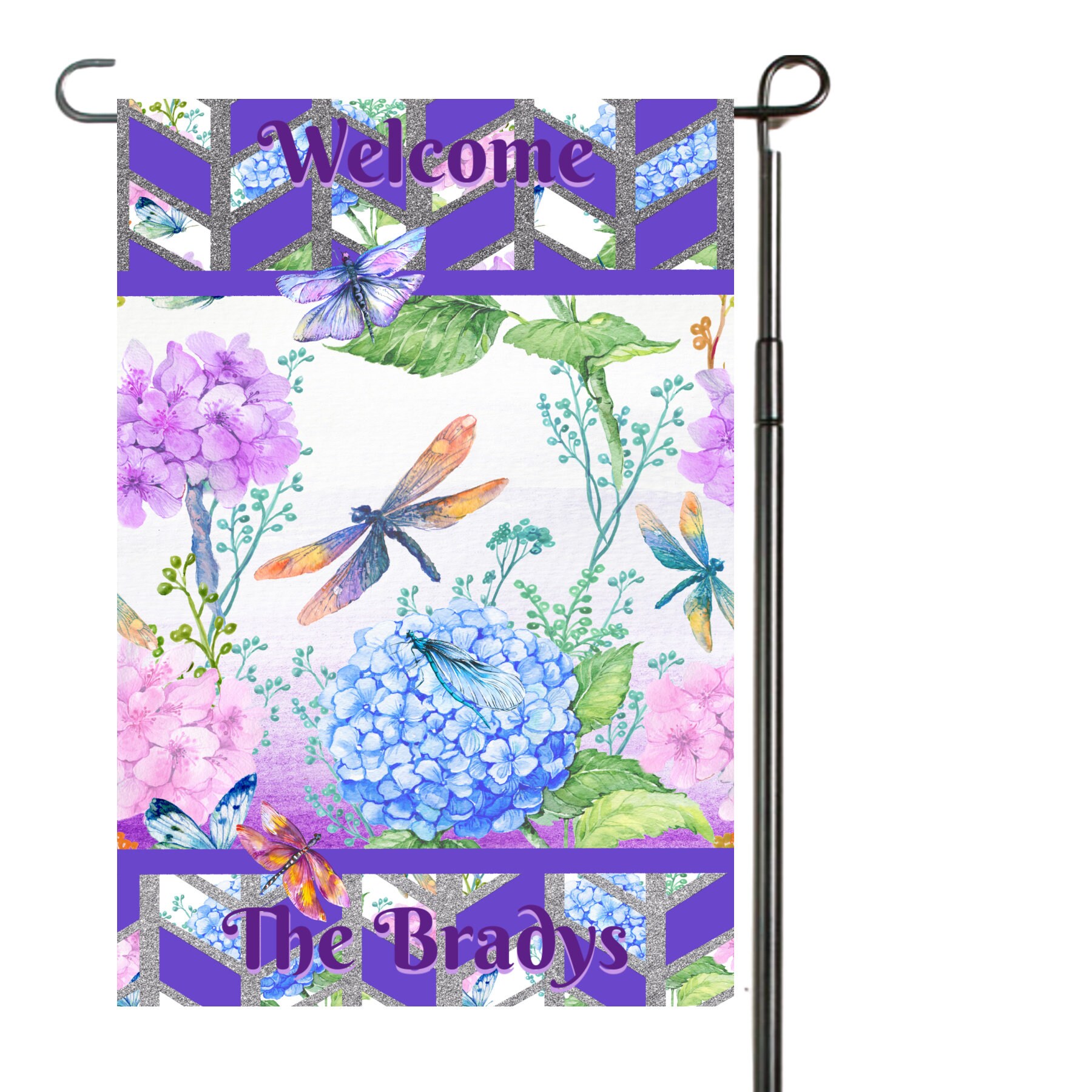 Dragonfly Garden Flag, Personalized, Name Garden Flag, Dragonflies ...