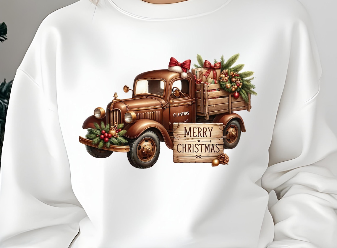 Christmas Truck Sublimation Transfer, Ready to Press, Copper Brown ...