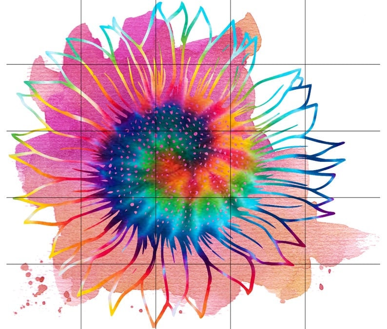 Sublimation Transfer Sunflower Tie Dye Splash, Sub Image, Ready to ...