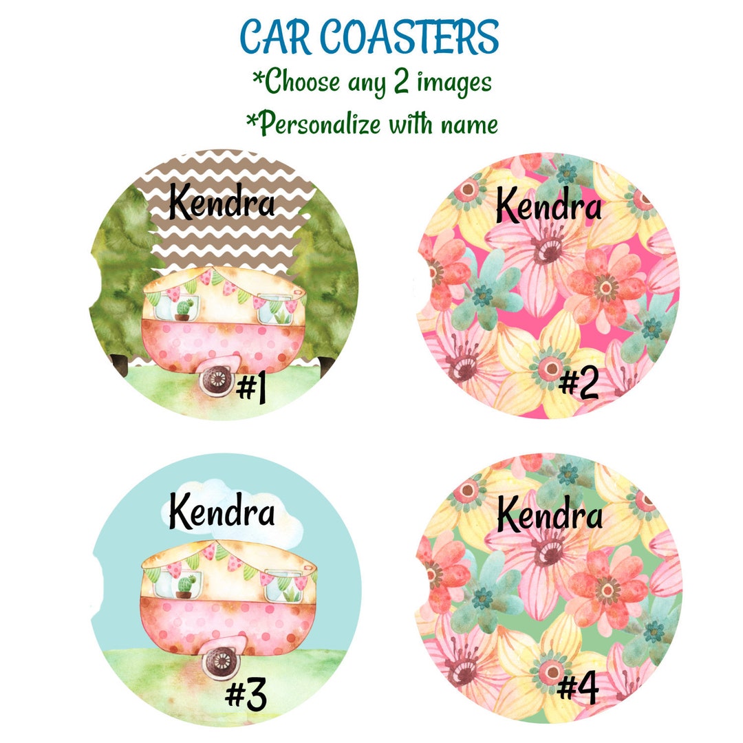 Camper Personalized Car Coasters, Camping Car Coasters, Glamping ...