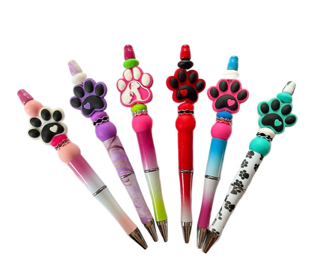 Dog Paw Print Beaded Ballpoint Pen With Refill, Dog Mom Gift, Pawprint ...