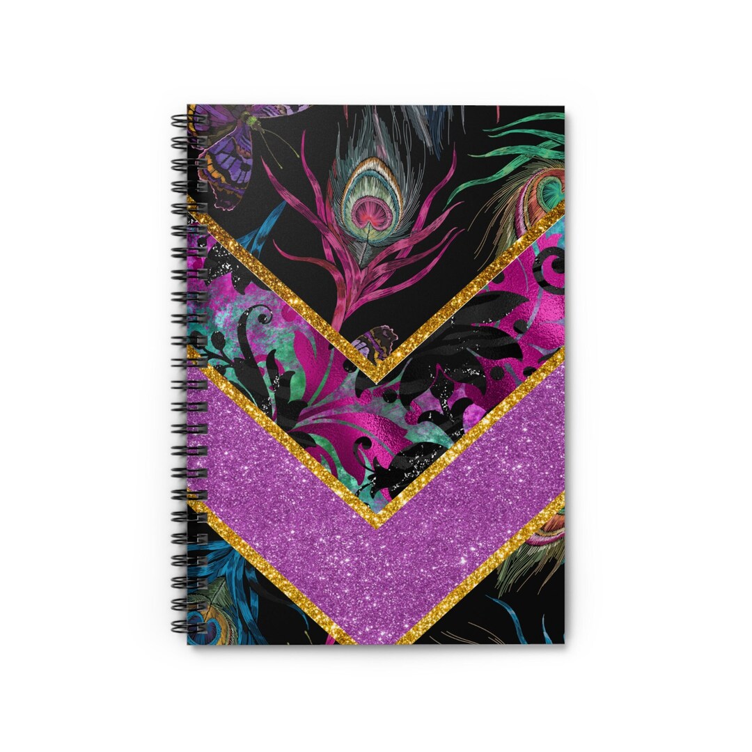 Peacock Feathers Spiral Notebook Peacock Journal Colorful Feather ...