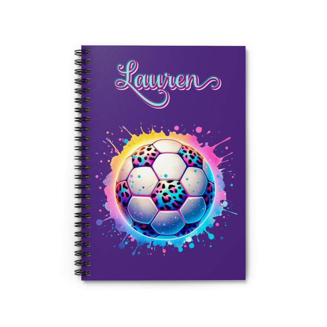 Soccer Ball Personalized Spiral Notebook, Soccer Journal, Leopard ...