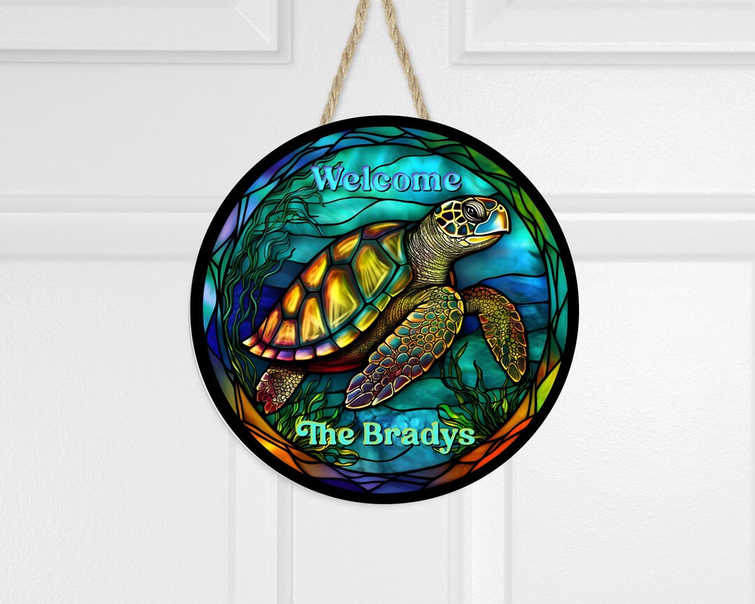 Sea Turtle Personalized Door Sign, Metal Wreath Center Sign, Ocean Life ...