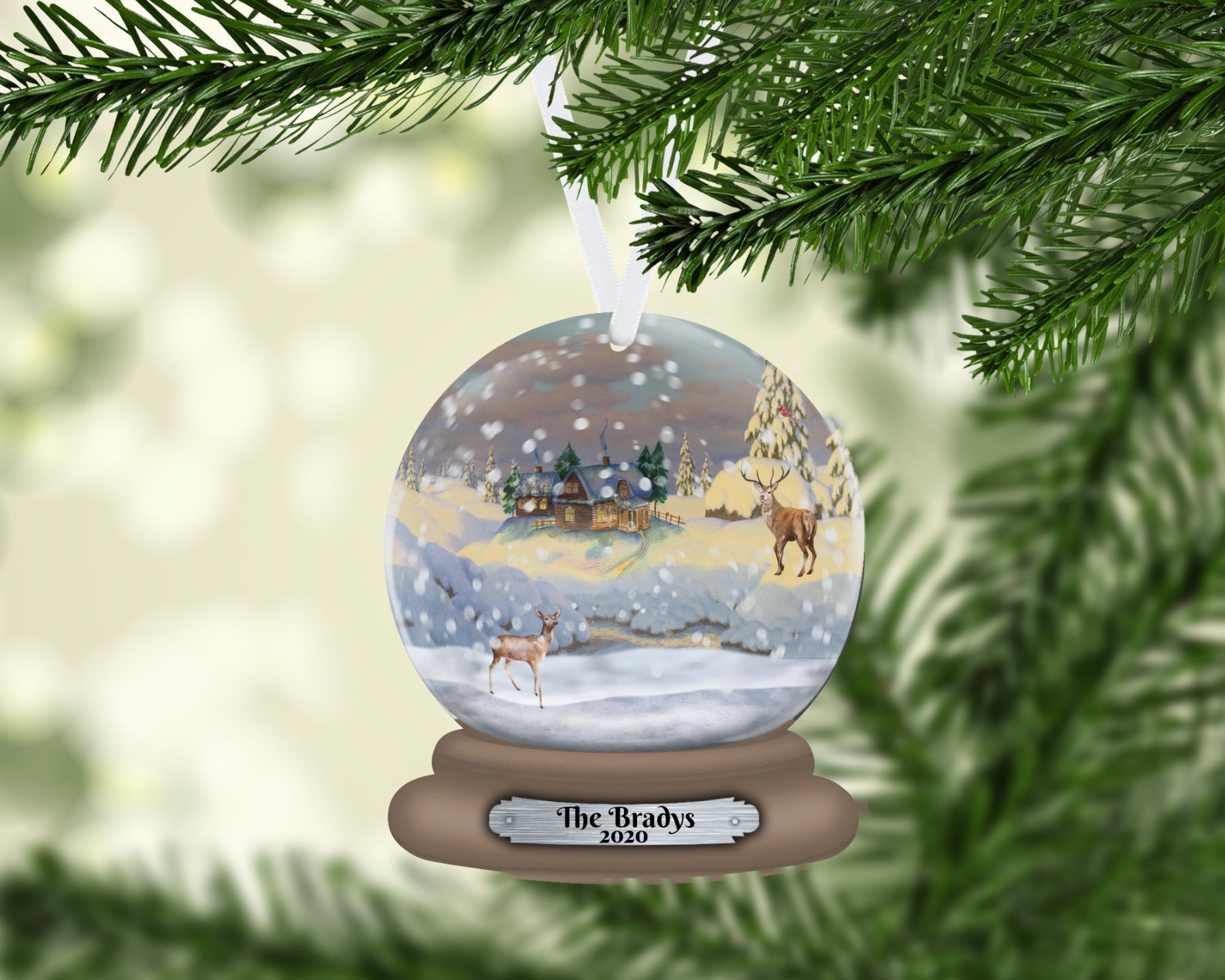 Christmas House Snow Globe Christmas Ornament Personalized | Etsy