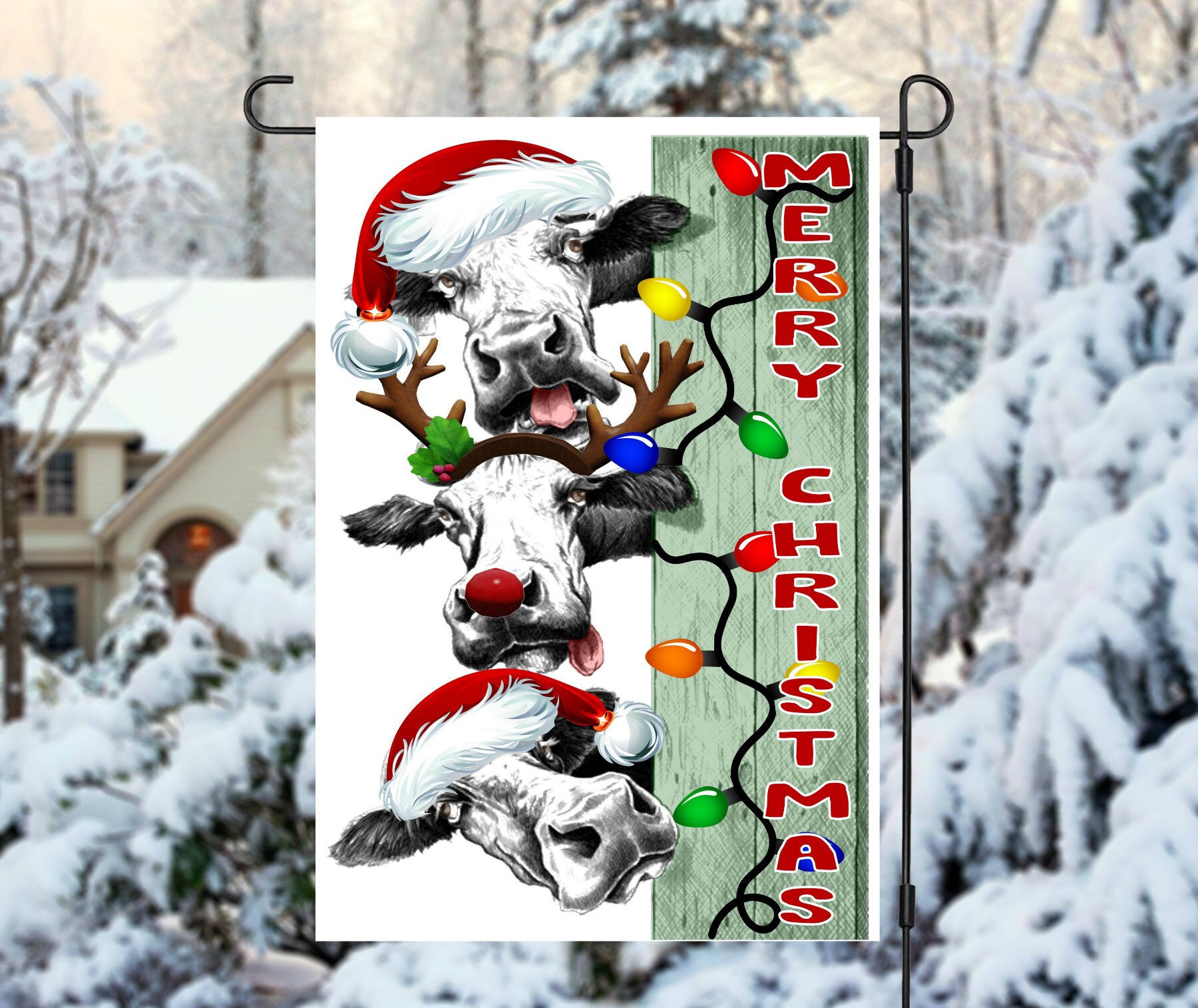 Cows Christmas Garden Flag, Cow Flag, Farm Garden Flag, Cow, Cows ...
