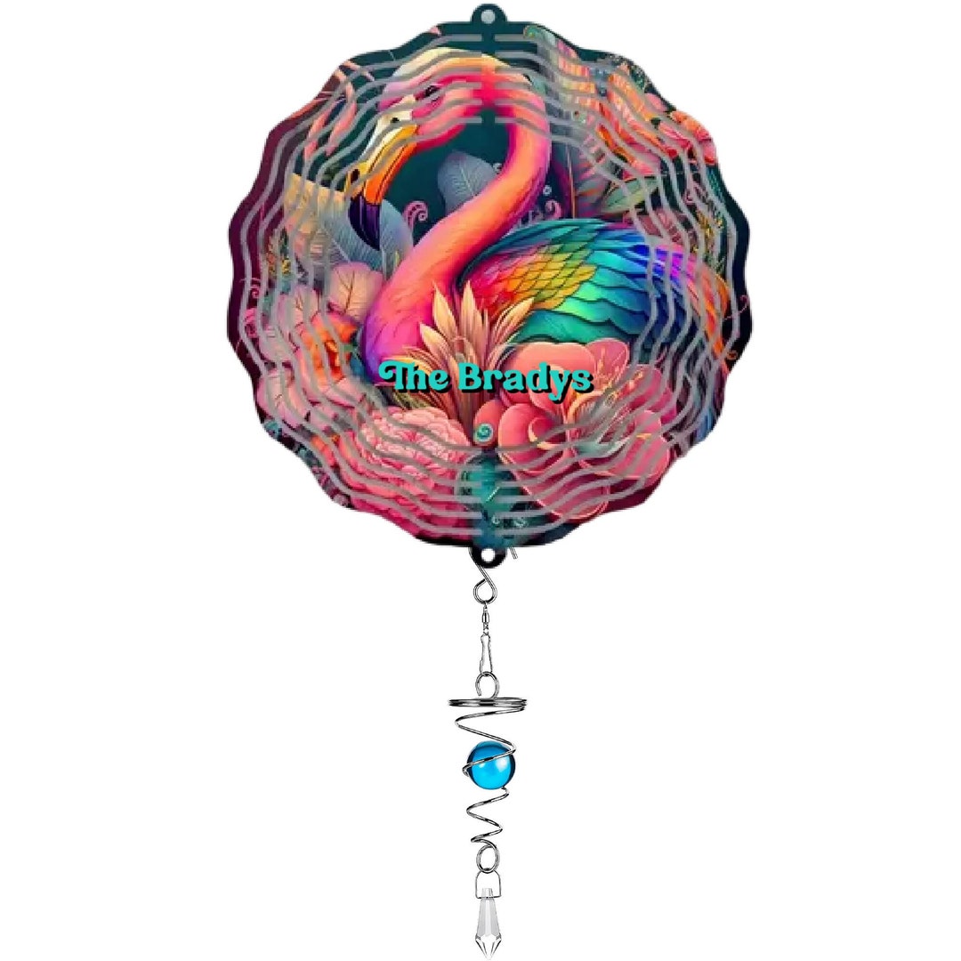 Flamingo Swirly Metal Wind Spinner Personalized, Yard Decoration ...